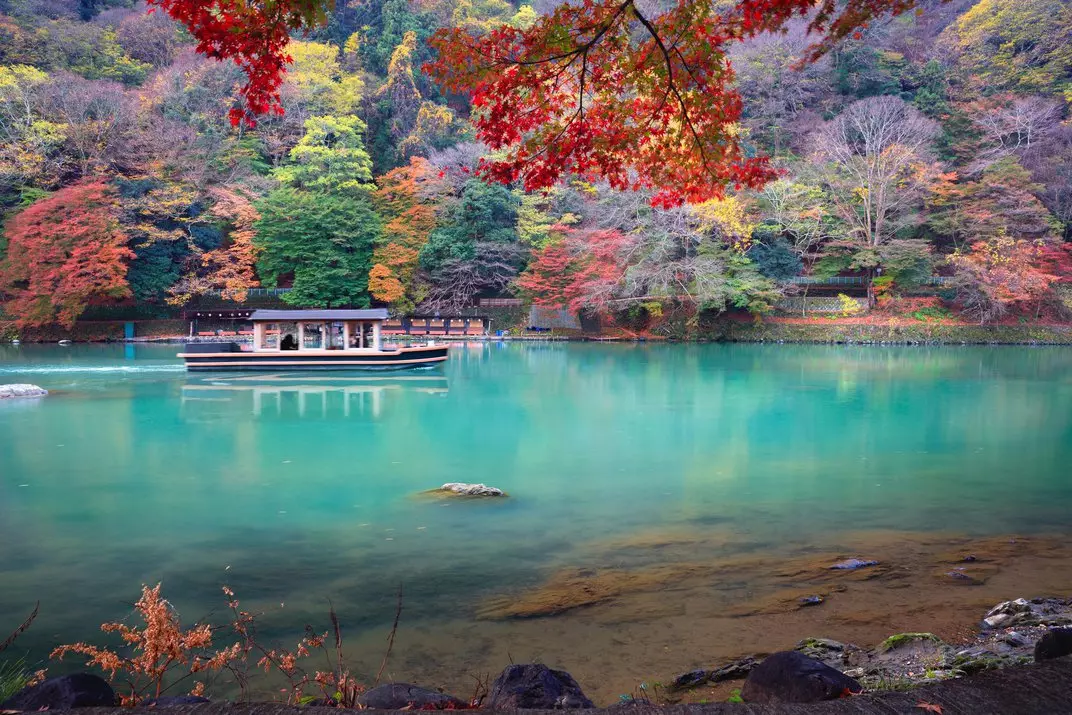 शरद ऋतु, जापान में कत्सुरा नदी।