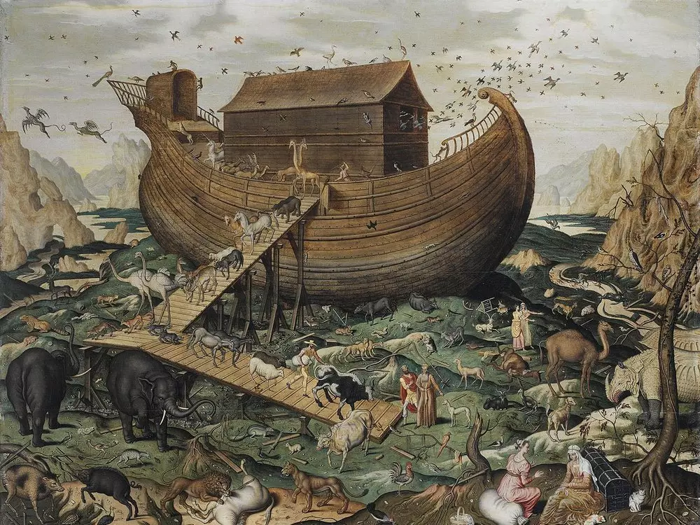 Noahs ark på Ararat-bjerget-Simon de Myle-Wikimedia Commons.jpg