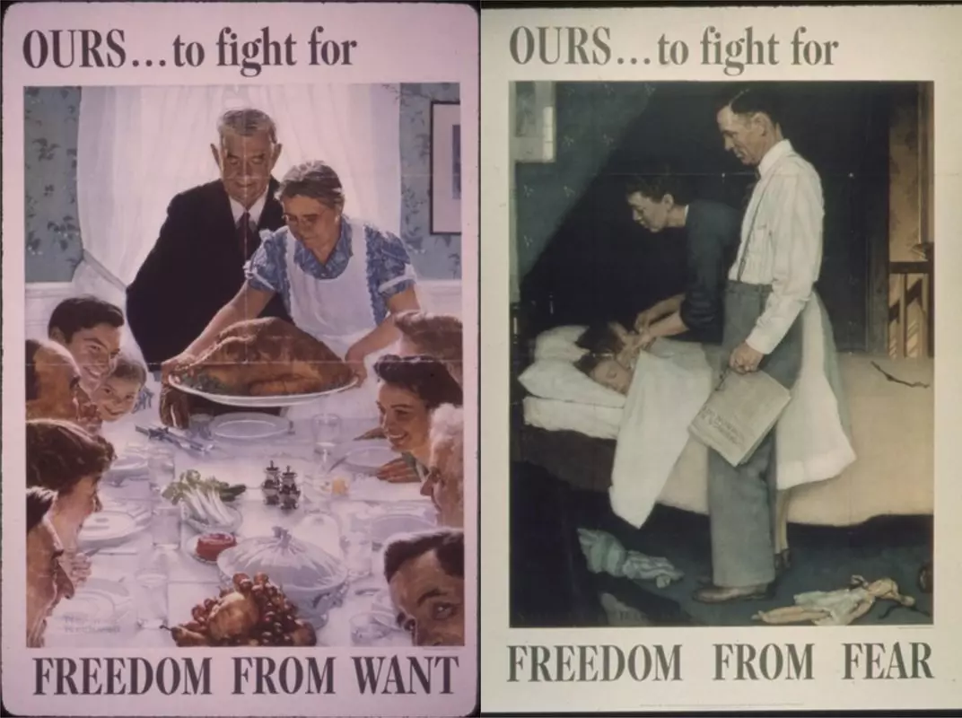 'Patang Kebebasan' Norman Rockwell Ndadekake Cita-cita Amerika kanggo Urip