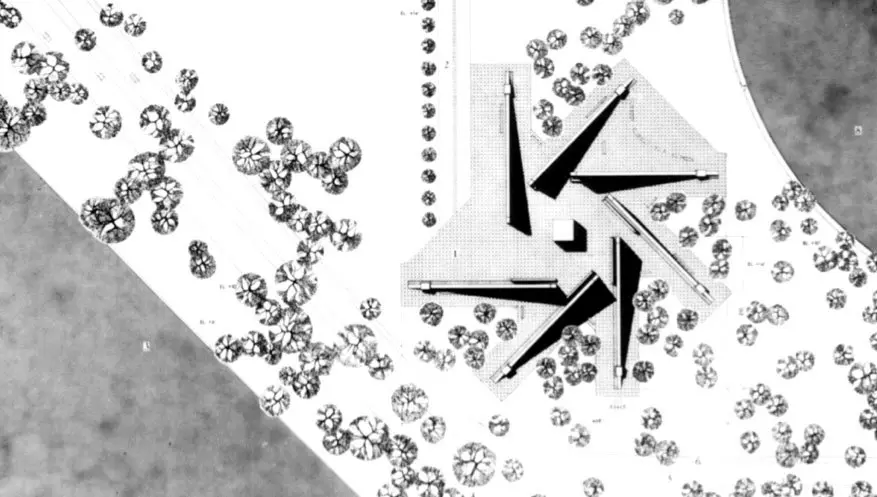 План месца мемарыяла Рузвельта Брэйэра (малюнак: дакументы Марсэля Брэйэра, 1920-1986. Архіў амерыканскага мастацтва, Смітсанаўскі інстытут)