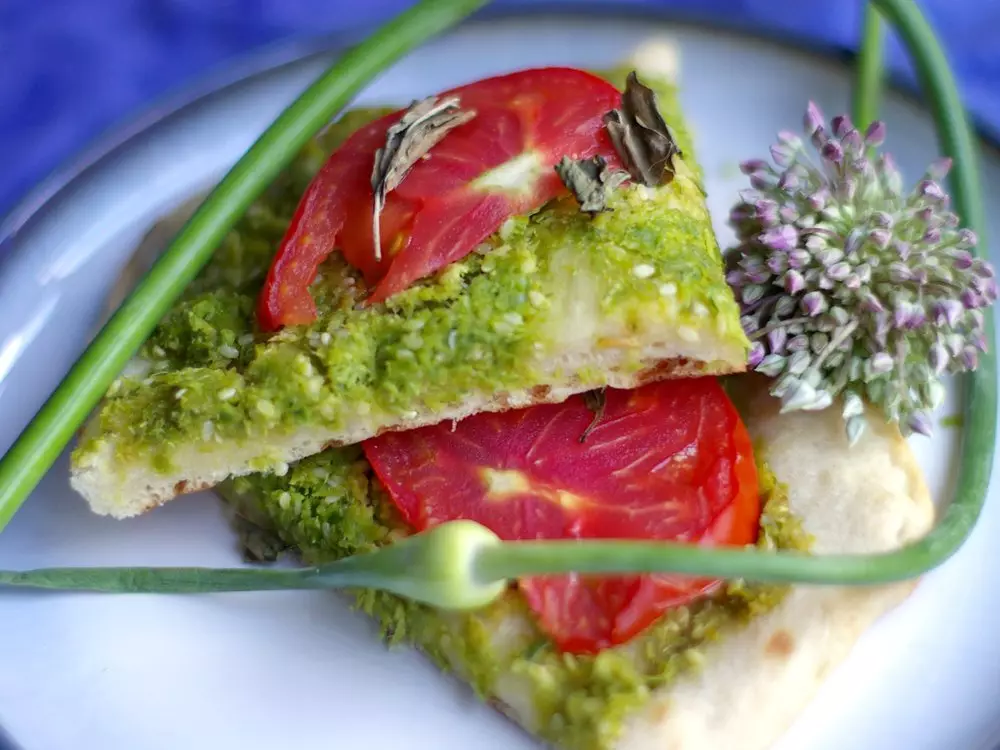 Garlic Scape Pesto Pizza