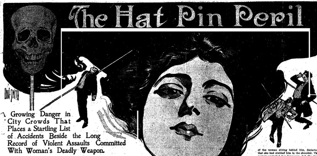 «Опасность шляпной булавки» терроризировала мужчин, которые не могли справиться с женщиной 20-го века 50235_1