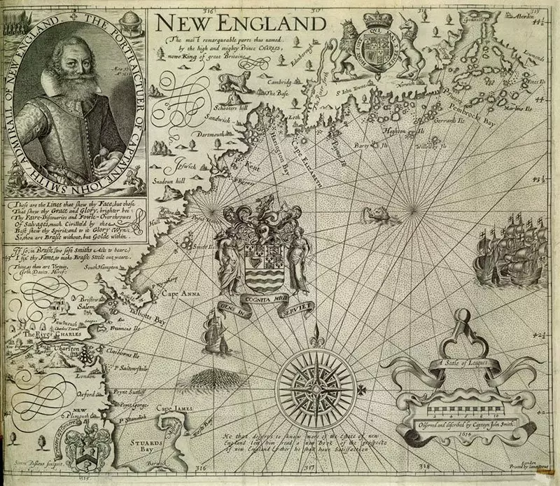 John Smith chepụtara Oge New England na Map 1616 a