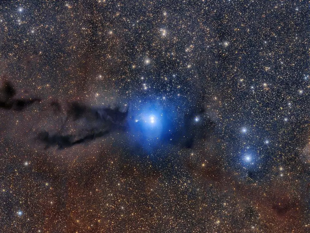 Dark Nebula Hides a Brilliant Streak of Baby Stars