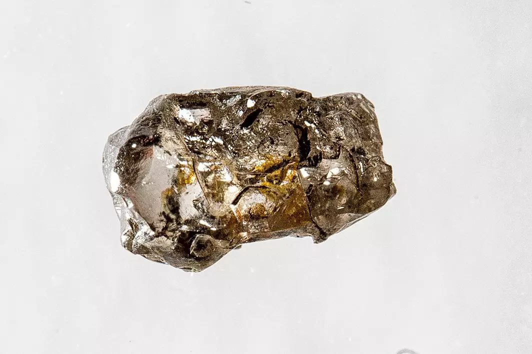 Inde i denne diamant er en pakke ringwoodit og en lille smule vand. Foto: Richard Siemens, University of Alberta