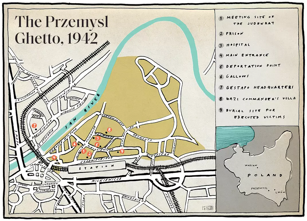 Kaart van het getto van Przemsyl, 1942