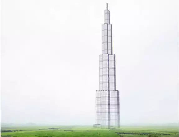 Unha representación do edificio modular Sky City de Broad Sustainable Building.