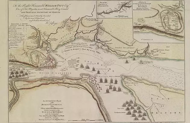Plano de la River St Laurence kaj sieĝo de Kebekio