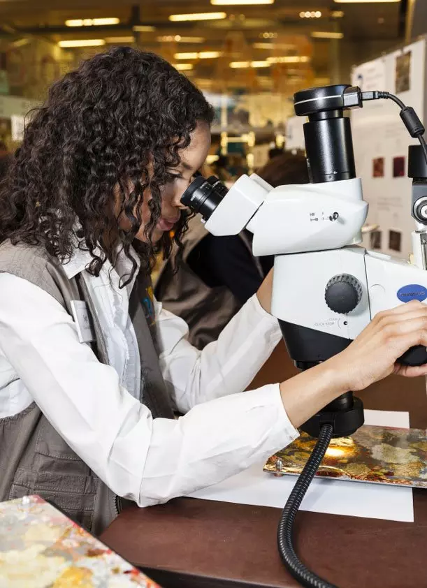 Las herramientas auténticas del oficio, como los microscopios de un científico, están disponibles.
