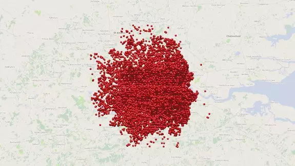 Esta é cada bomba lanzada en Londres durante o Blitz
