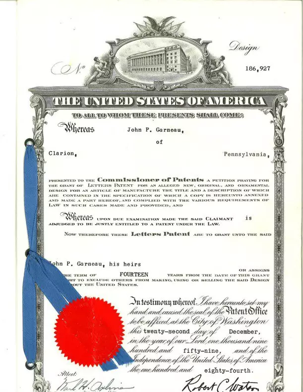 En scanning af det originale patent indleveret i 1959.