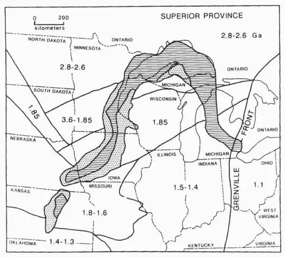 Карта няўдалага сярэднекантынентальнага разлому