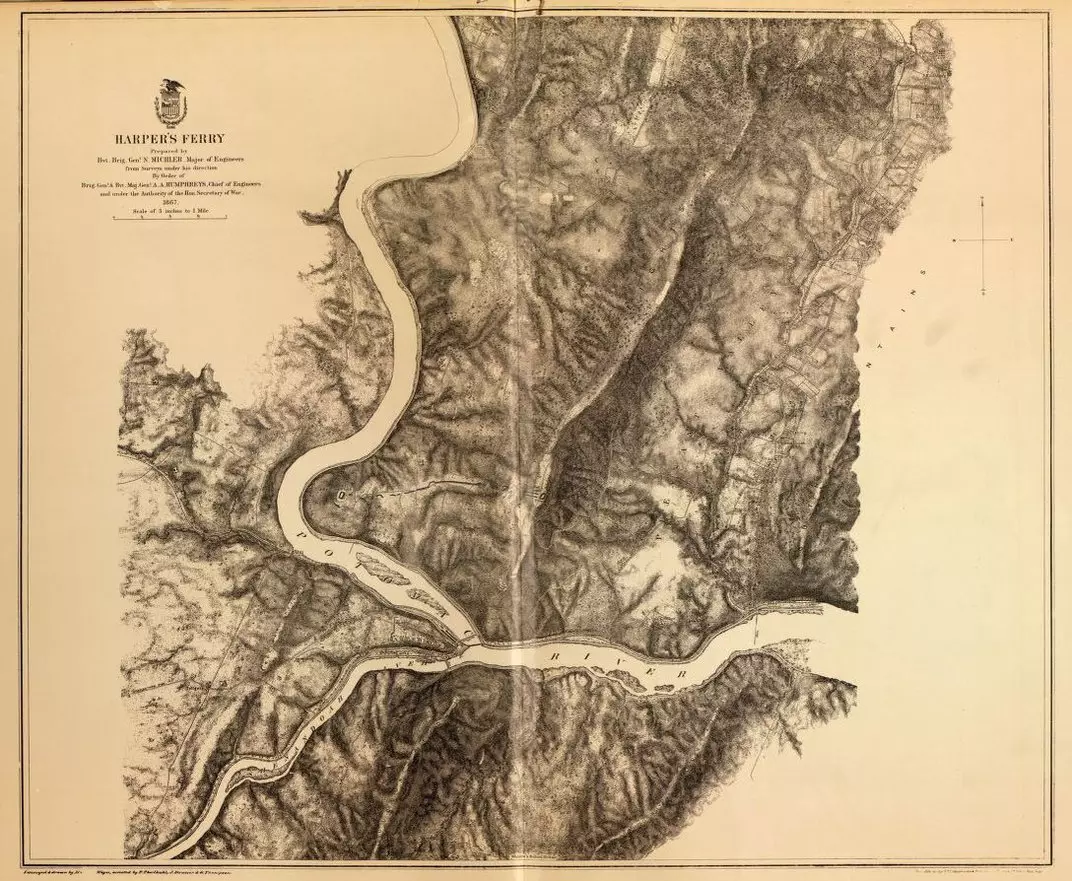 სამოქალაქო ომის რუკა Harper's Ferry, დასავლეთ ვირჯინიის