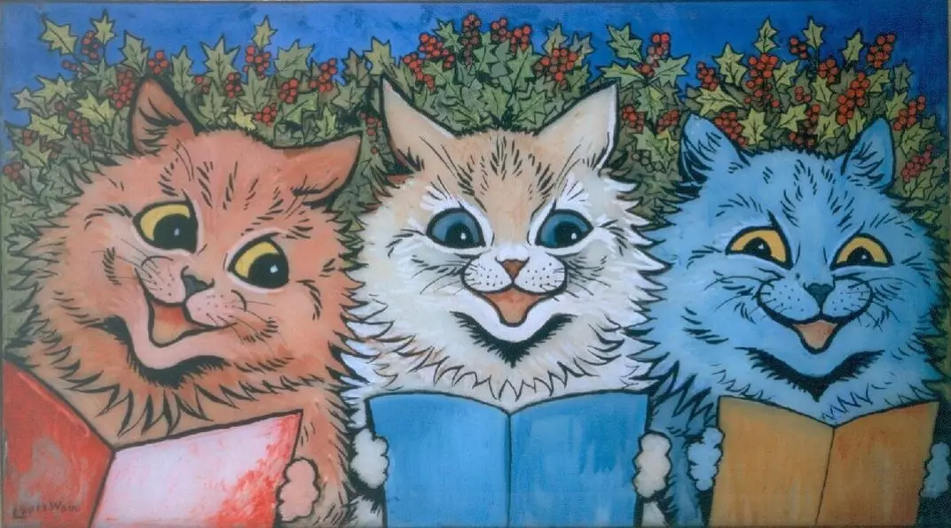 ilustración de gatos cantando villancicos
