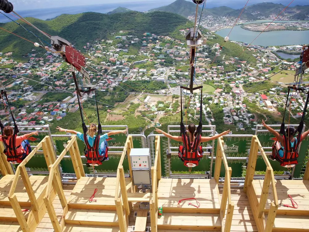 The World’s Steepest Zip Line Offers Breathtaking Views Over St. Martin