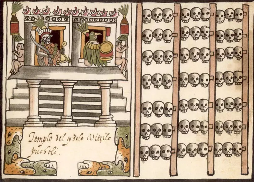 Aztékovia postavili túto vežu zo stoviek ľudských lebiek 9426_4