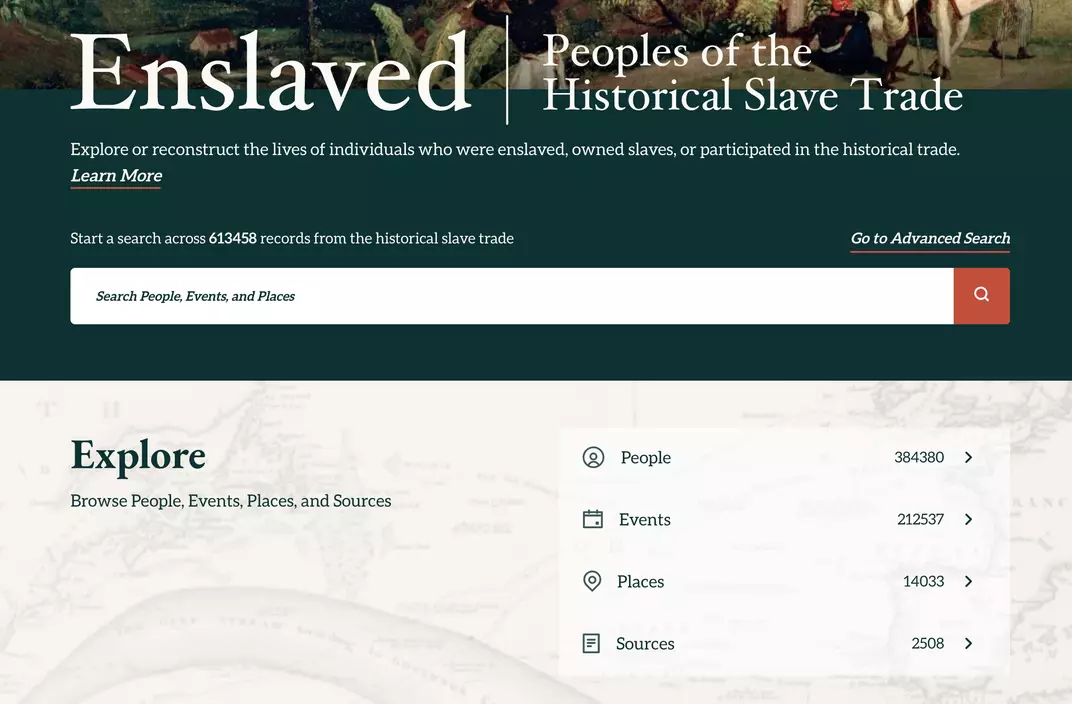 Screenshot ng Enslaved.org portal