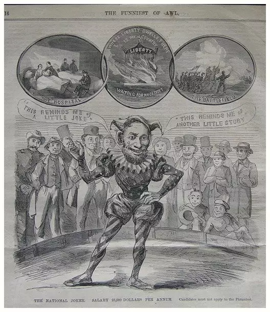O caricatură a lui Lincoln ca „Joker național”.
