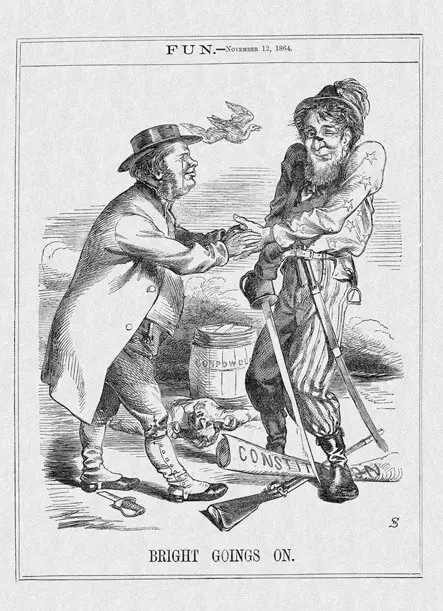 ایک برطانوی کارٹون لنکن اور خانہ جنگی کی ایک بے چین تصویر پینٹ کرتا ہے۔